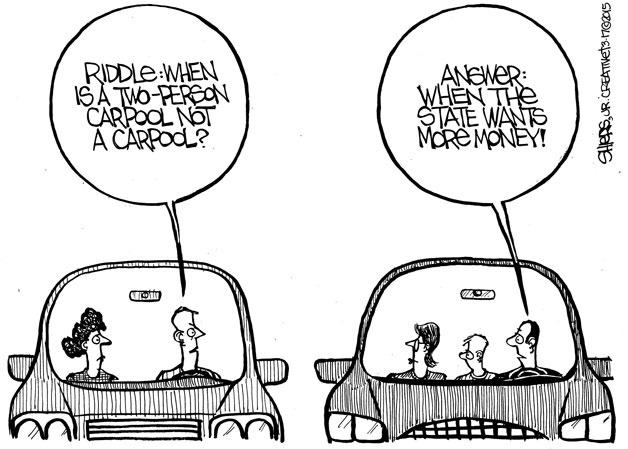 When is a two-person carpool not a carpool? | Cartoon | Federal Way Mirror