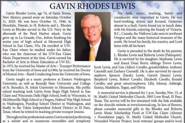 GAVIN RHODES LEWIS | Obituary | Federal Way Mirror