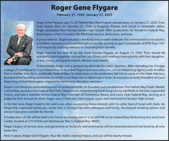 Roger Gene Flygare | Obituary | Federal Way Mirror