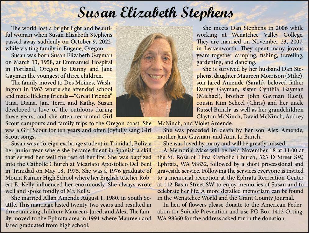 Susan Elizabeth Stephens | Obituary | Federal Way Mirror