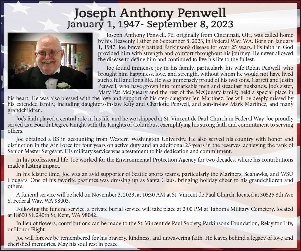 Joseph Anthony Penwell | Obituary | Federal Way Mirror