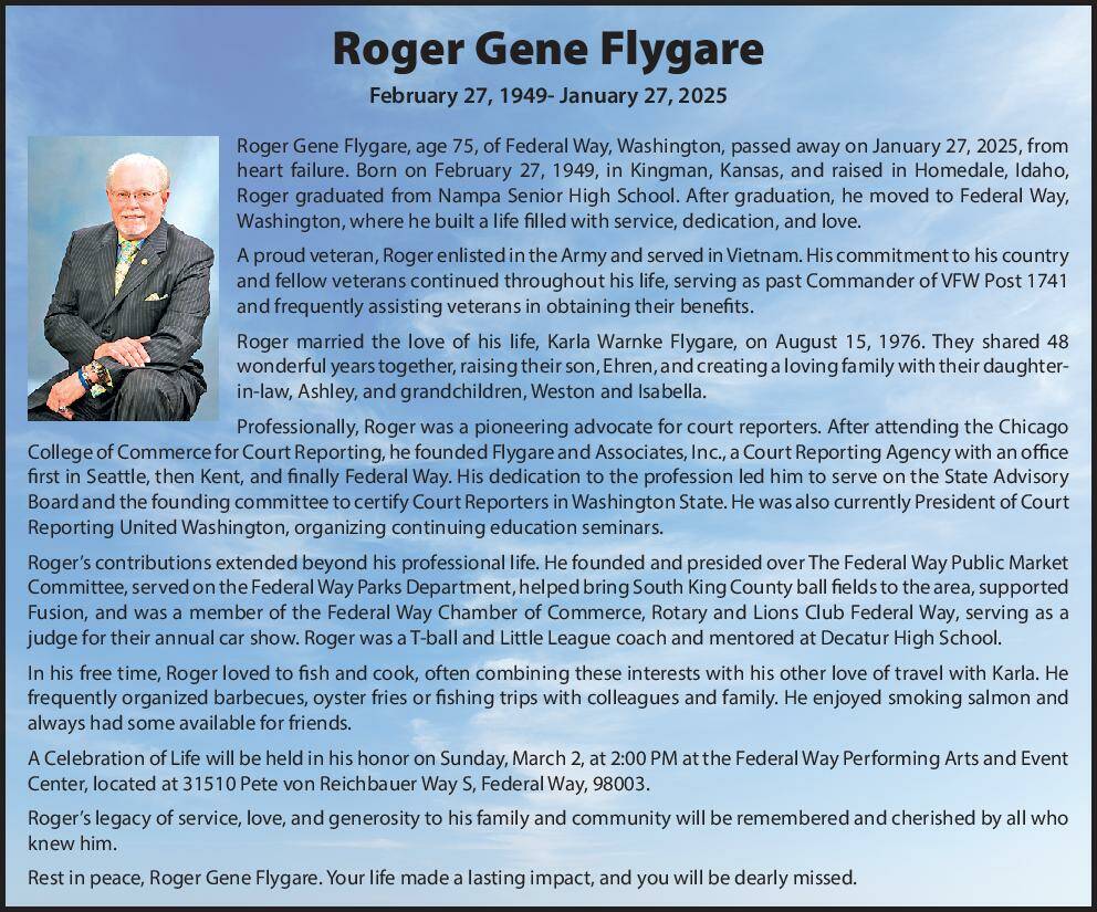 Roger Gene Flygare | Obituary | Federal Way Mirror