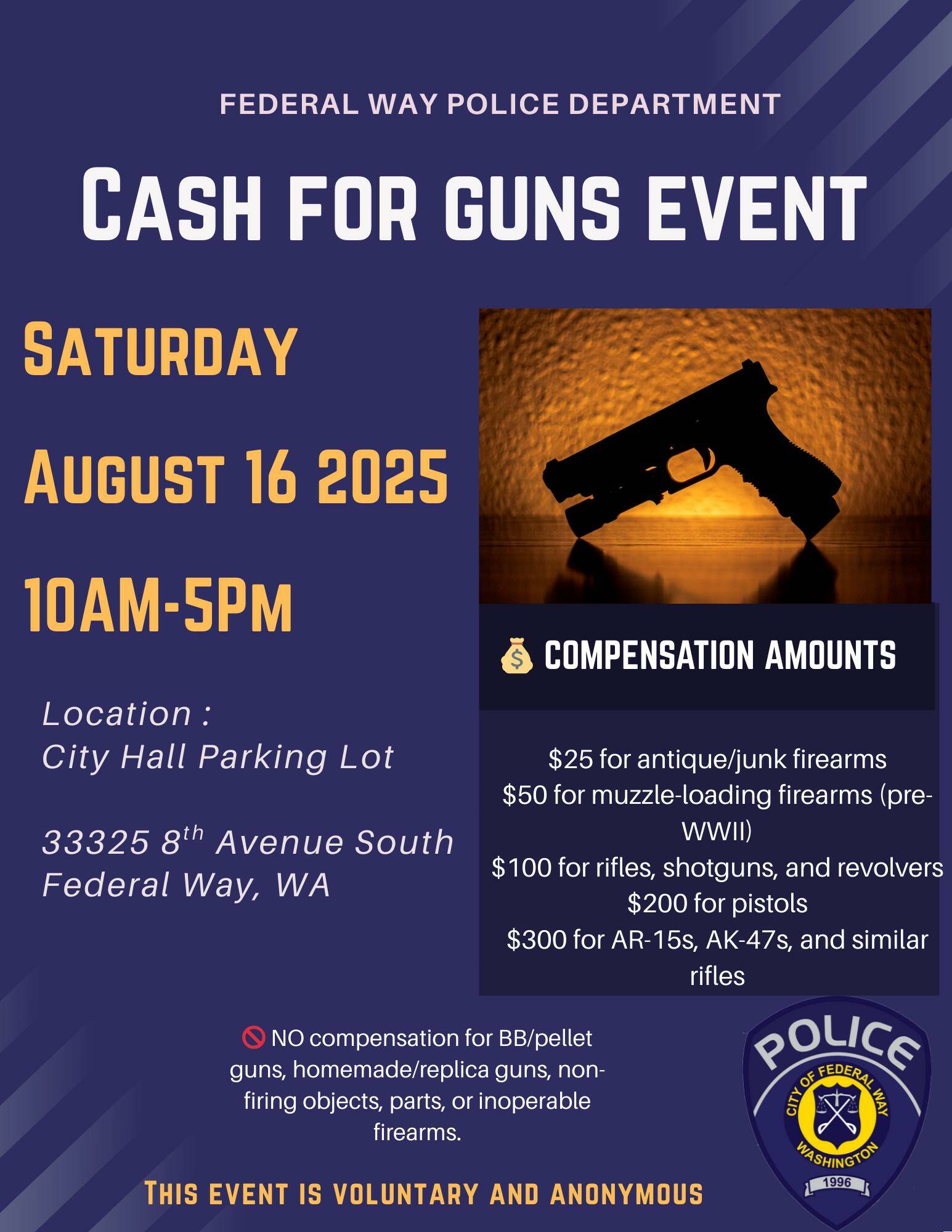 Federal Way Police Department to host gun buyback | Federal Way Mirror