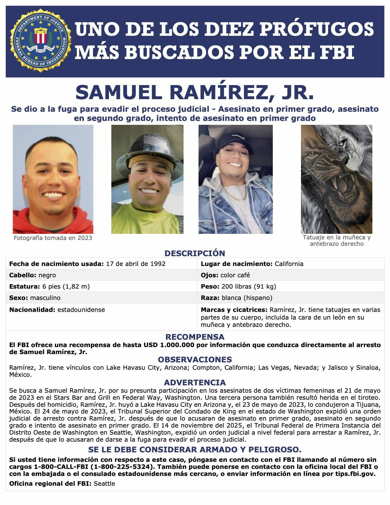 Federal Way murder suspect added to FBI’s Ten Most Wanted Fugitives ...